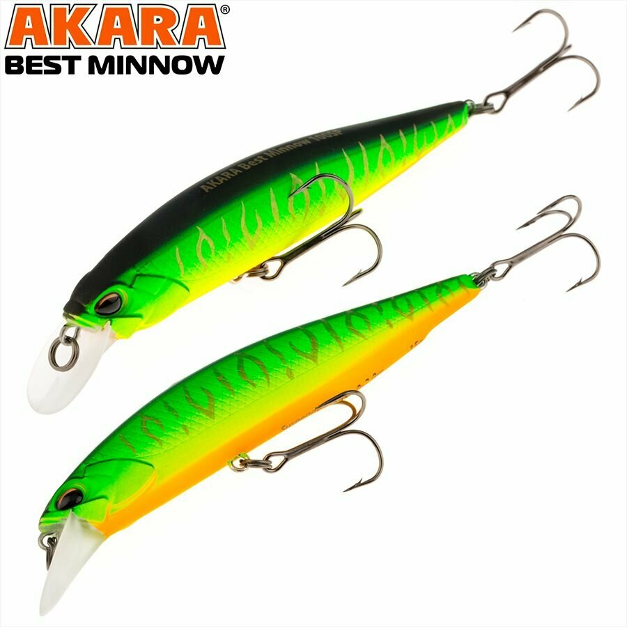 Рыболовная приманка на щуку, окуня, судака Воблер Akara Best Minnow 100мм. 15г. №A20