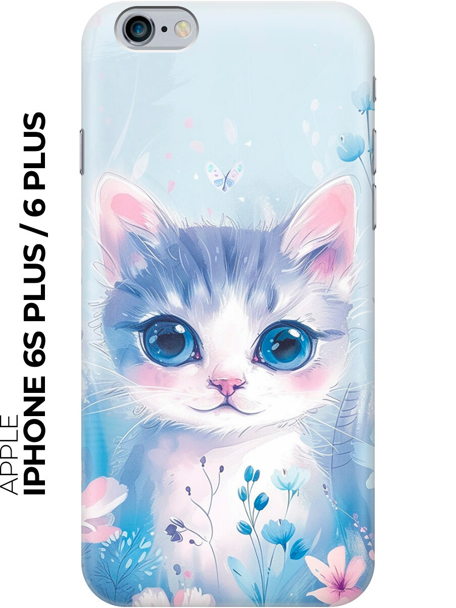Силиконовый чехол на Apple iPhone 6S Plus / 6 Plus с принтом "Котик в цветах"