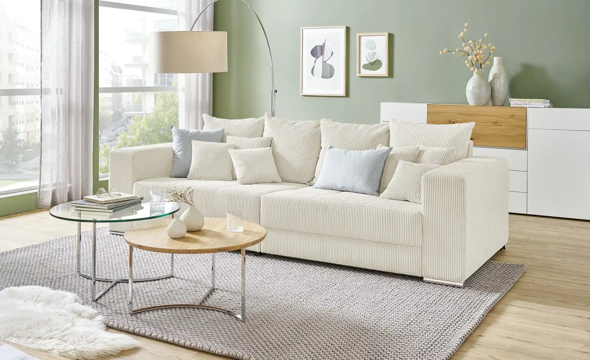 Диван модульный Harizma-Mebel "Армани-Лофт мод4", еврокнижка, антивандальный, бежевый, 270x160x90 см