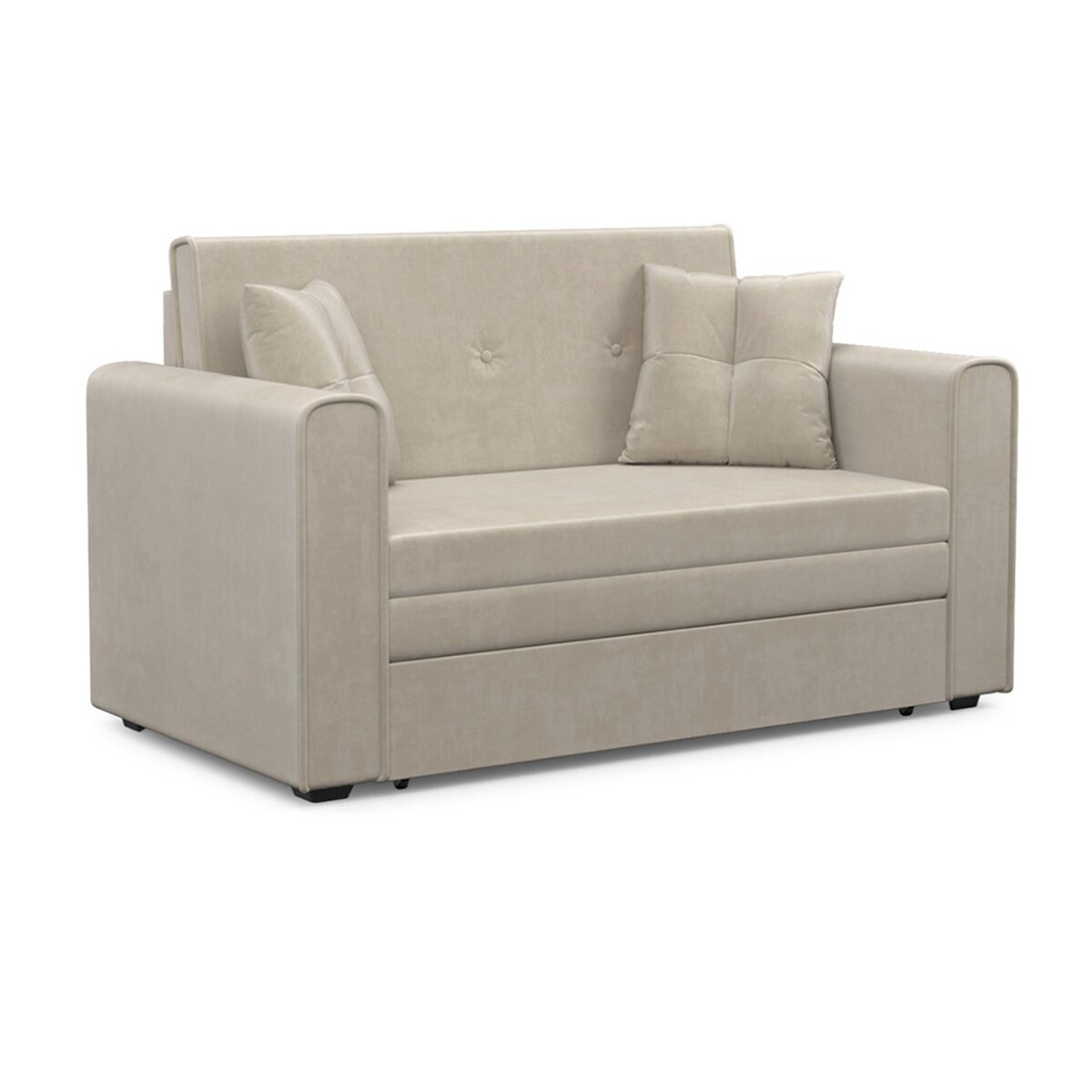 Диван Сток Диванов Венди Cream светло-бежевый, механизм выкатной, с ящиком для хранения, бархат антикоготь