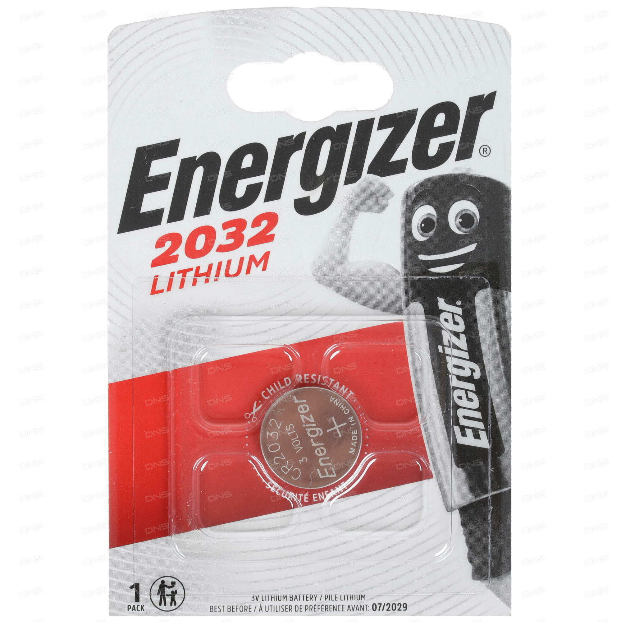 Батарейка Energizer "Lithium", CR2032, влагозащитный корпус, 3 В