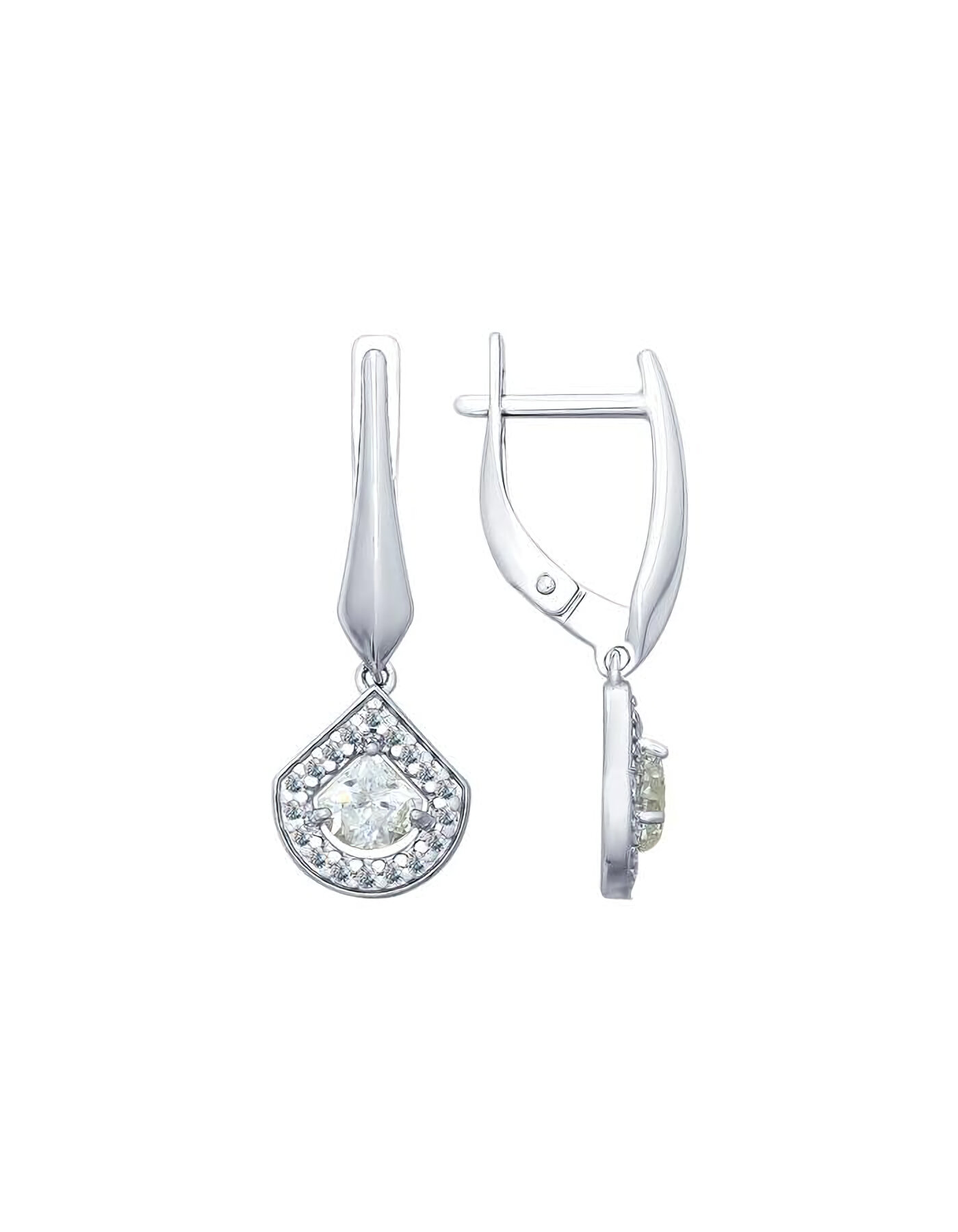 Серьги с подвесками, серебро, 925 проба, родирование, кристаллы Swarovski