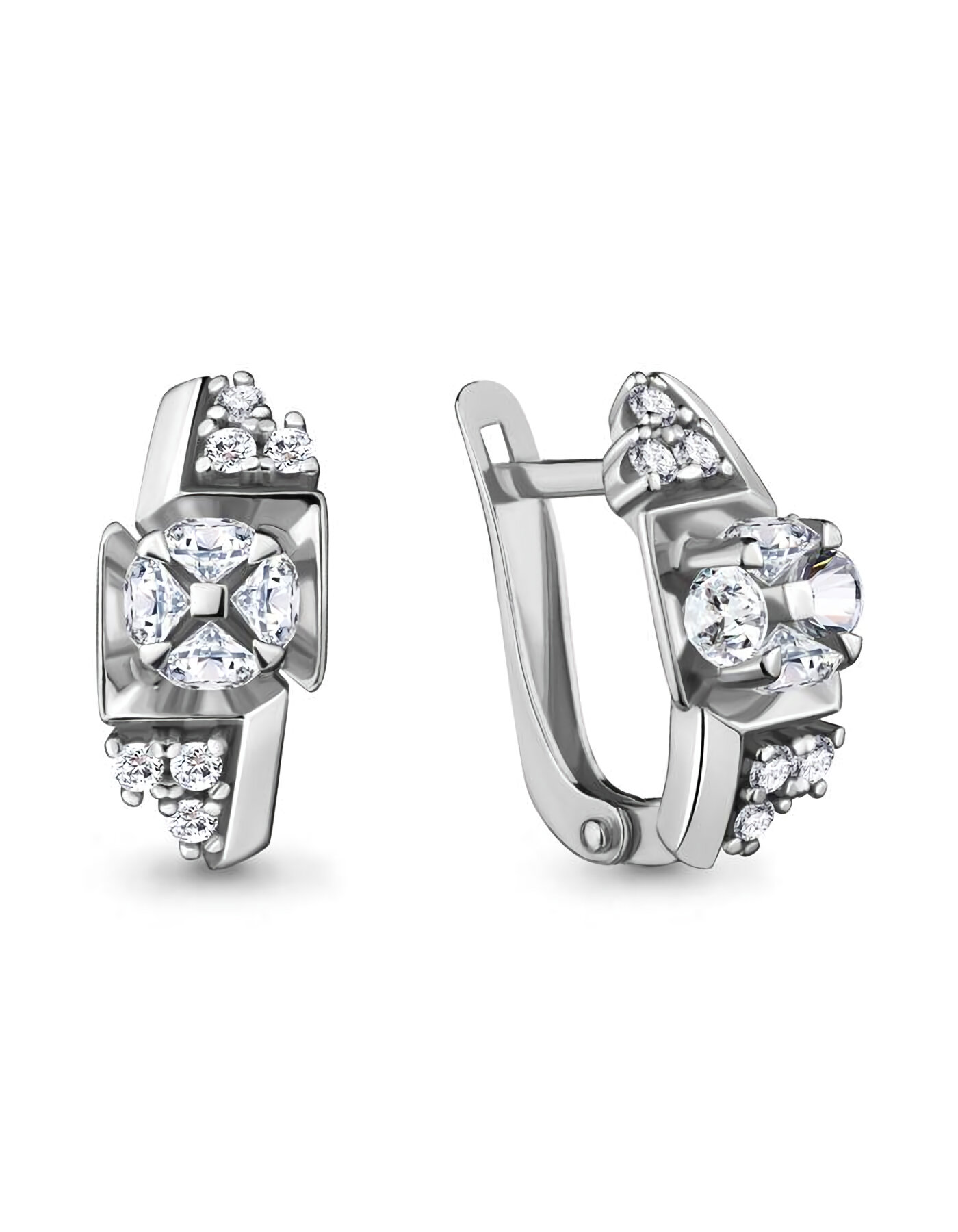 Серьги, серебро, 925 проба, родирование, фианит