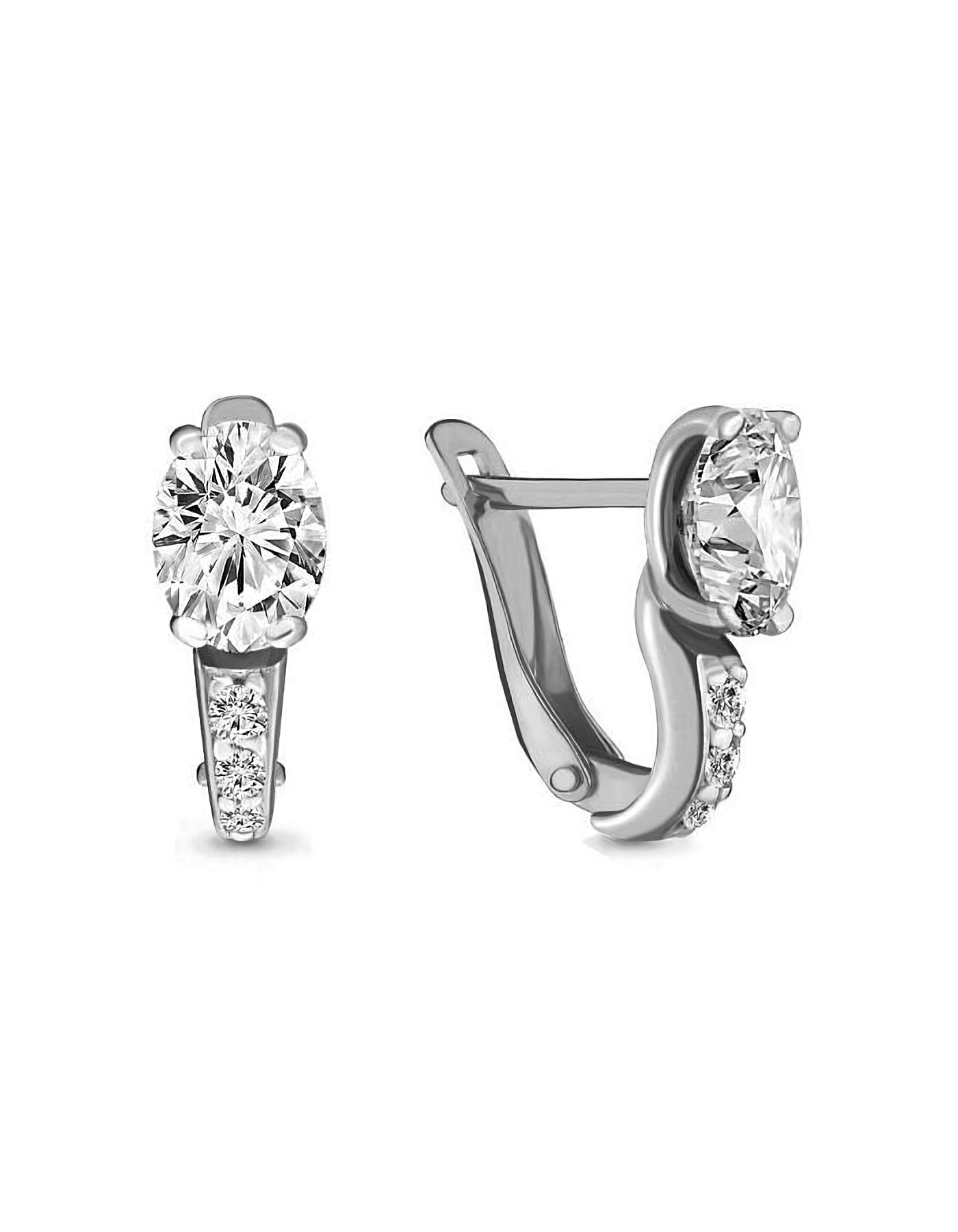 Серьги, серебро, 925 проба, родирование, фианит