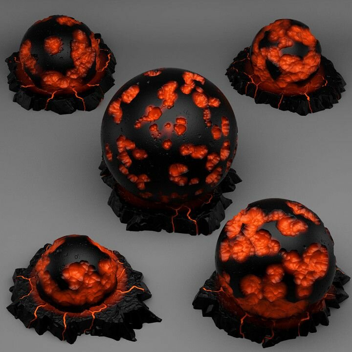 Некротические кристаллы фокусировки (5шт, 18-40 мм) для колдуна Террейн миниатюра для DnD (ДнД) и других Настольных игр (НРИ, Варгеймов или РПГ), фентези тематика