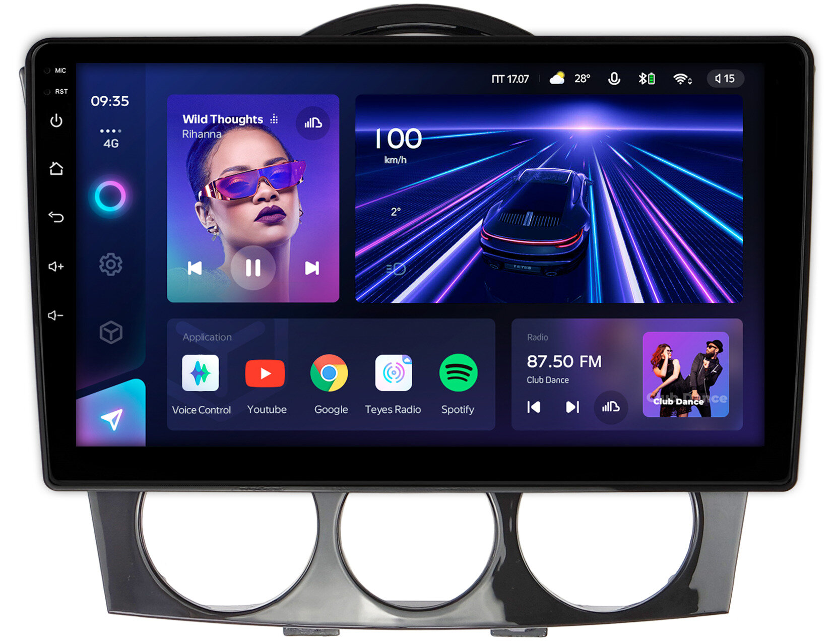 Штатная магнитола Teyes CC3 2K 4/32 9.5" RM-9-1311 Mazda RX-8 2003-2008 Android 10 (4G-SIM, DSP, QLed)