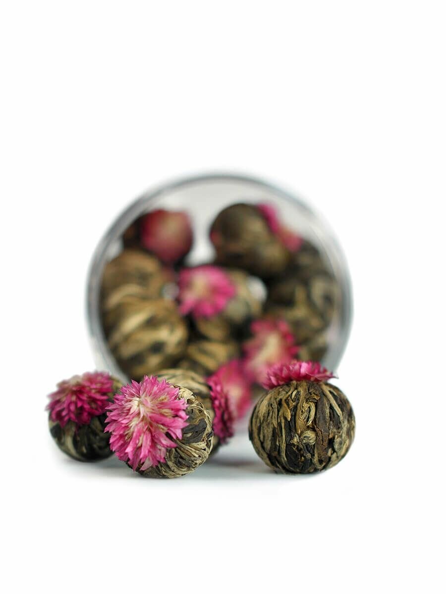 Чай Клубничный, связанный цветок, премиум, "GreenCardamon", 150 гр