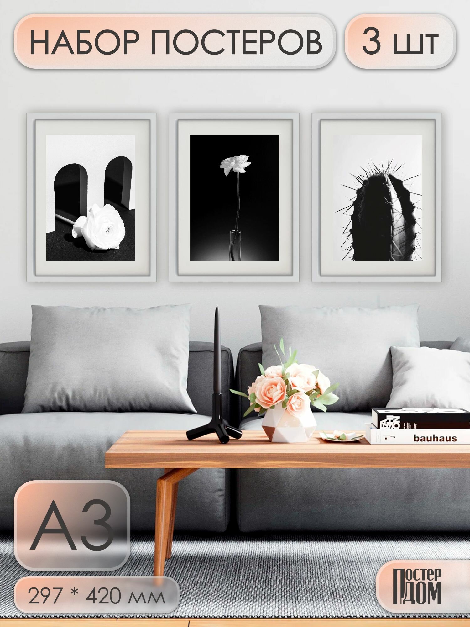 Постеры интерьерные на стену эстетика черно-белого стиля