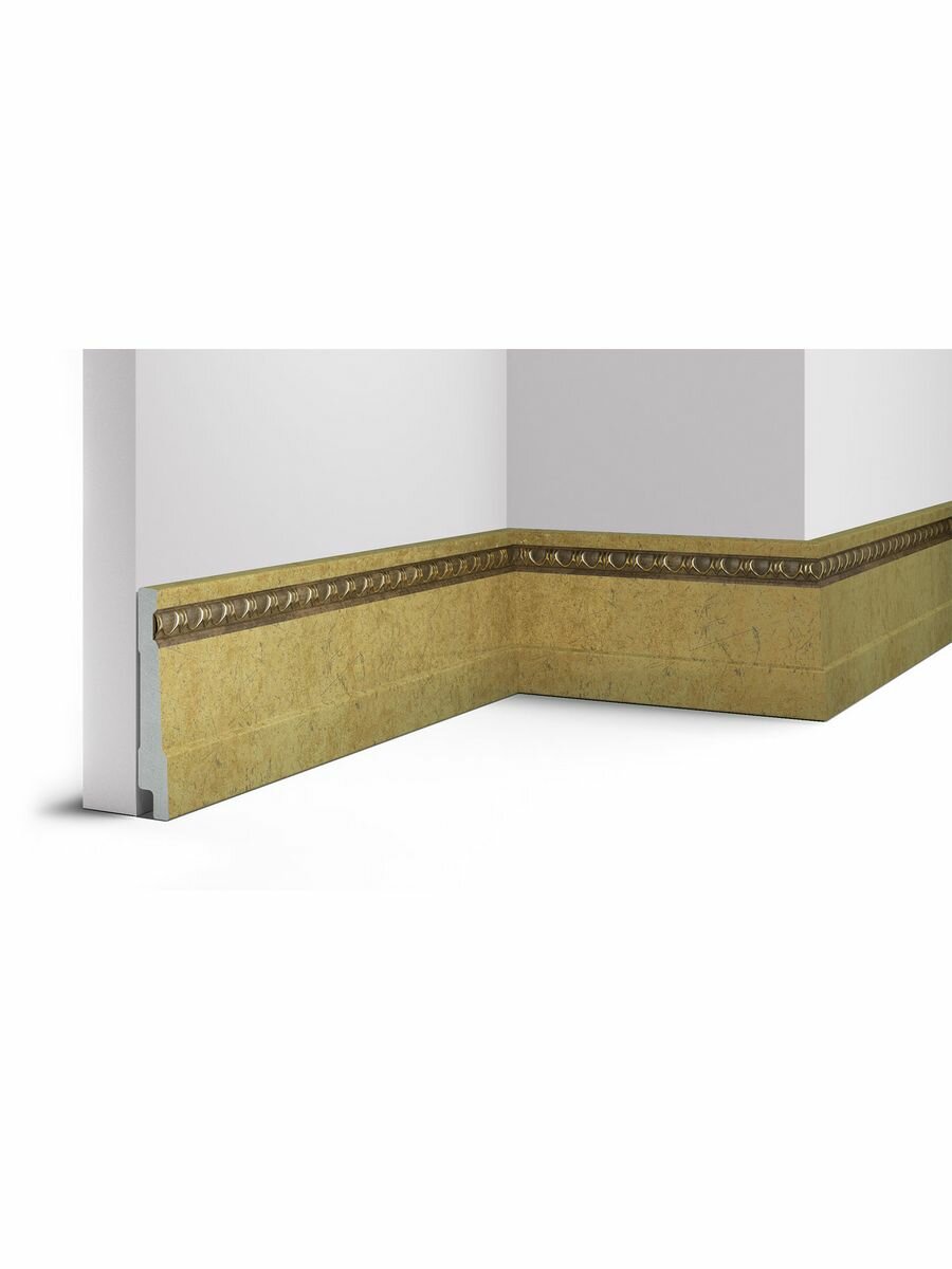 Плинтус потолочный Молдинг на стену декор, 1100х90х15 мм Античное золото - 2 шт.