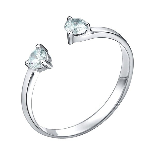 Кольцо, серебро, 925 проба, родирование, фианит