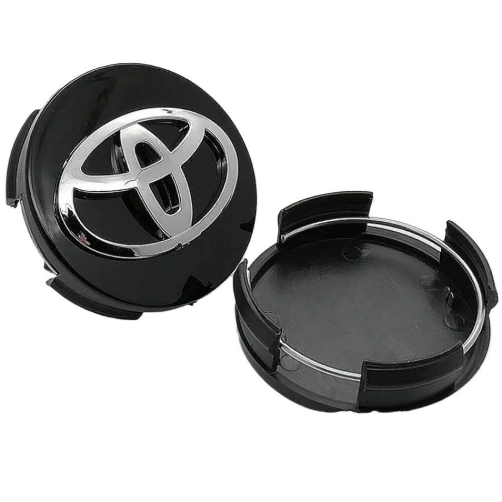 Колпачок, заглушка на диск колеса Toyota 62мм. черный с хромом (1 колпачок)