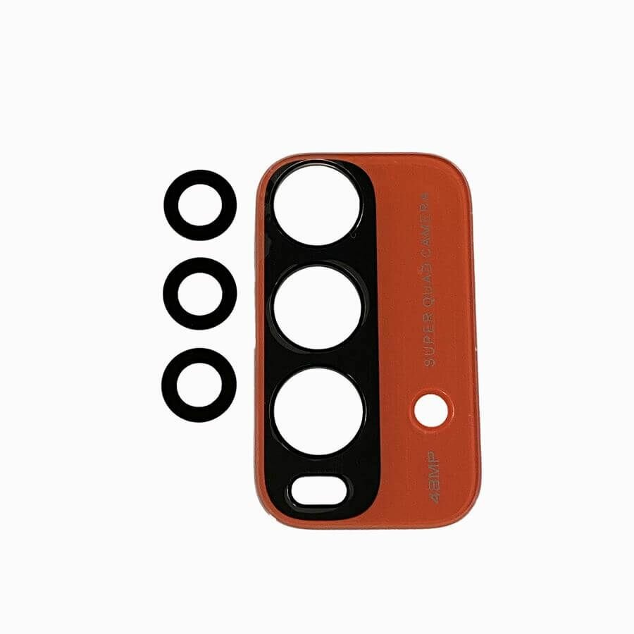 Стеклянный объектив (стекло камеры) для Xiaomi Redmi 9T (комплект 4шт) Оранжевый