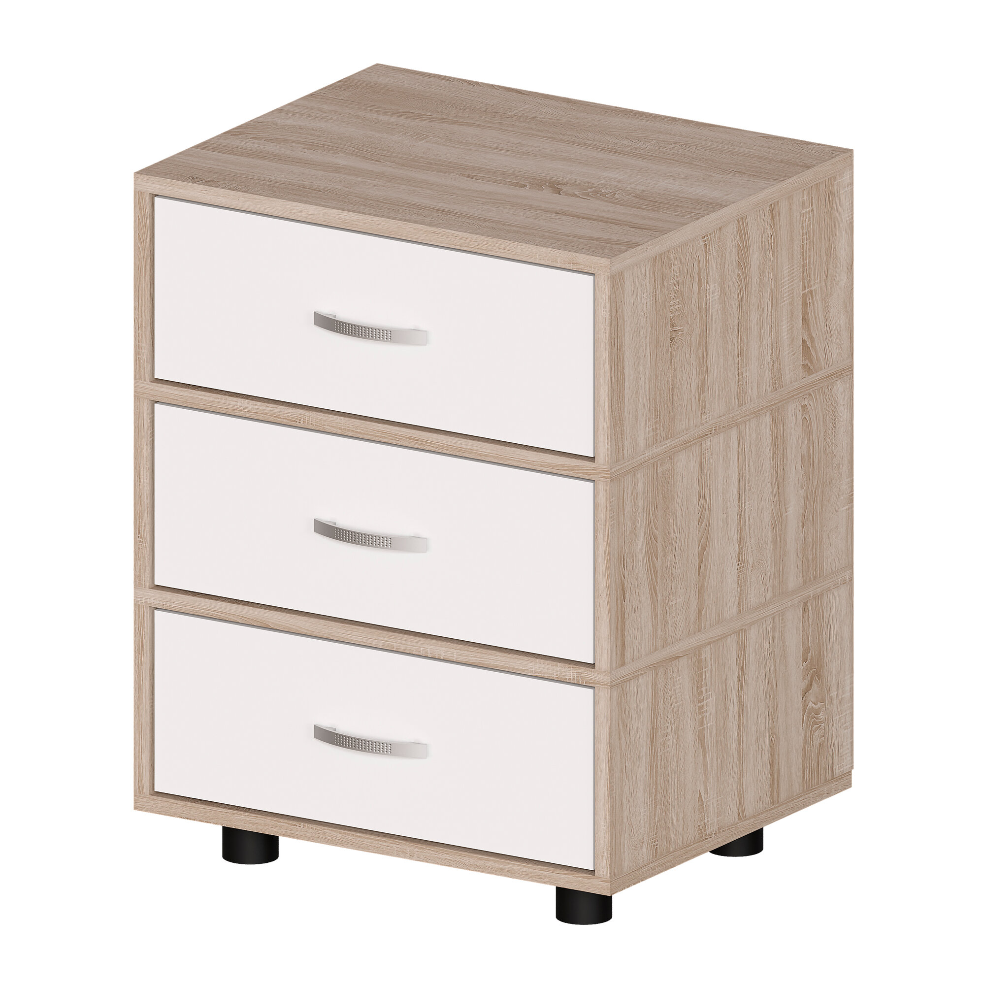 Комод СитиМебель-3 Ширина 40 см, Глубина 40 см, Высота 64 см, цвет: каркас дуб сонома, фасад белый
