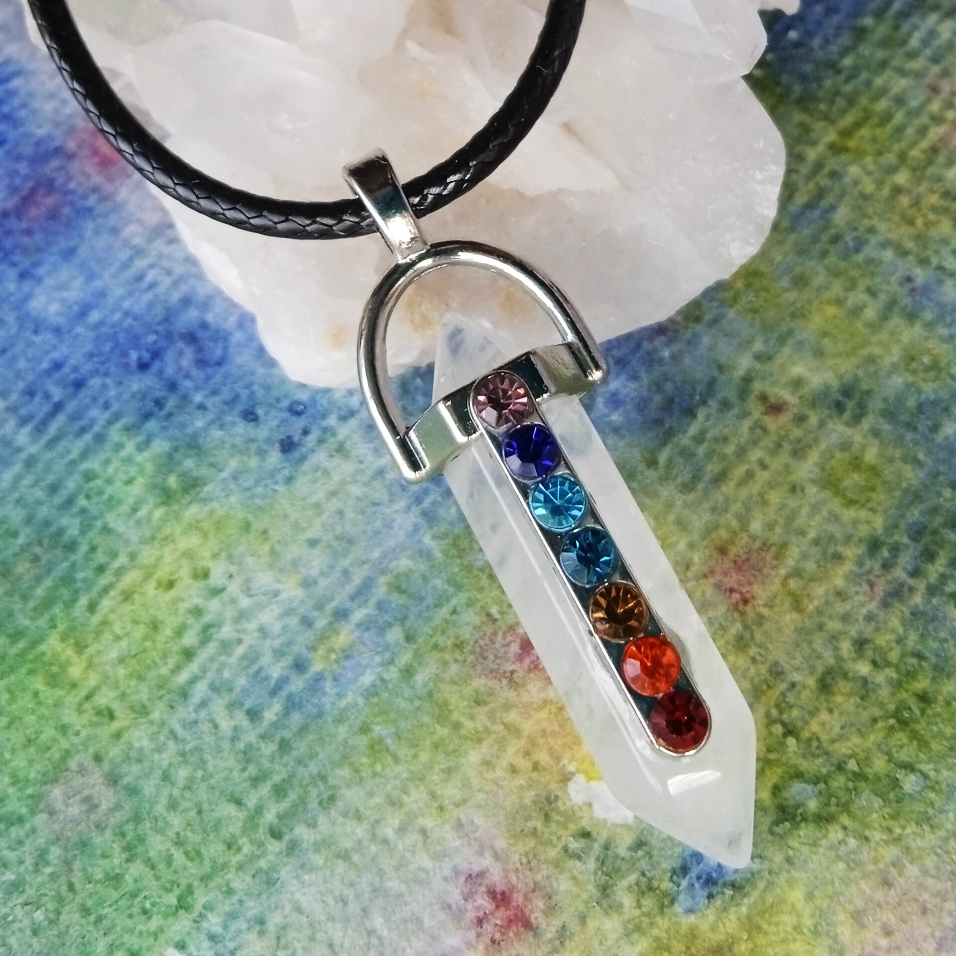 Маятник подвеска 7 Чакр Горный Хрусталь на шнурке, оберег, биолокация, гадание, диагностика организма, поиск клада