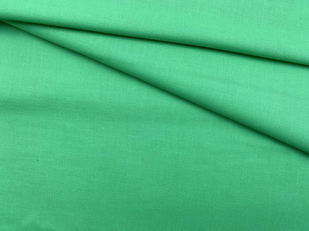 Ткань Хлопок зеленого цвета однотонная 16841