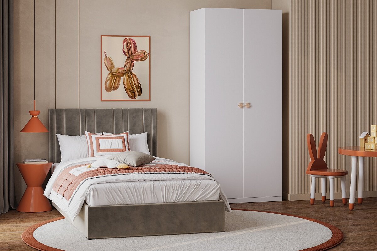 Шкаф распашной МебельЛэнд24 Скарабей Mini - 2 Белый 90x52x210 для одежды двухдверный