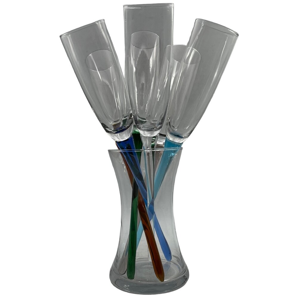 Набор фужеров "Флюте" (6 штук + ваза-подставка), стекло, 2000-2015 гг, Китай