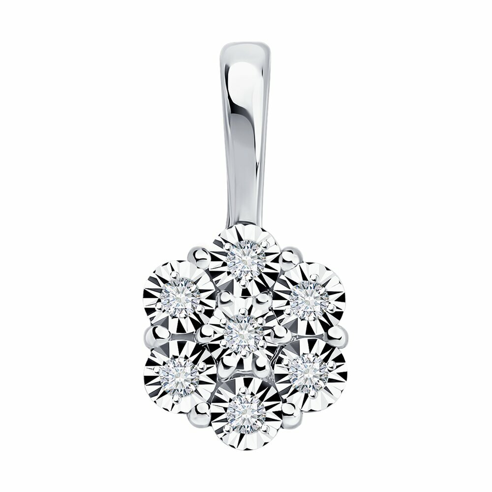 Подвеска, белое золото, 585 проба, бриллиант