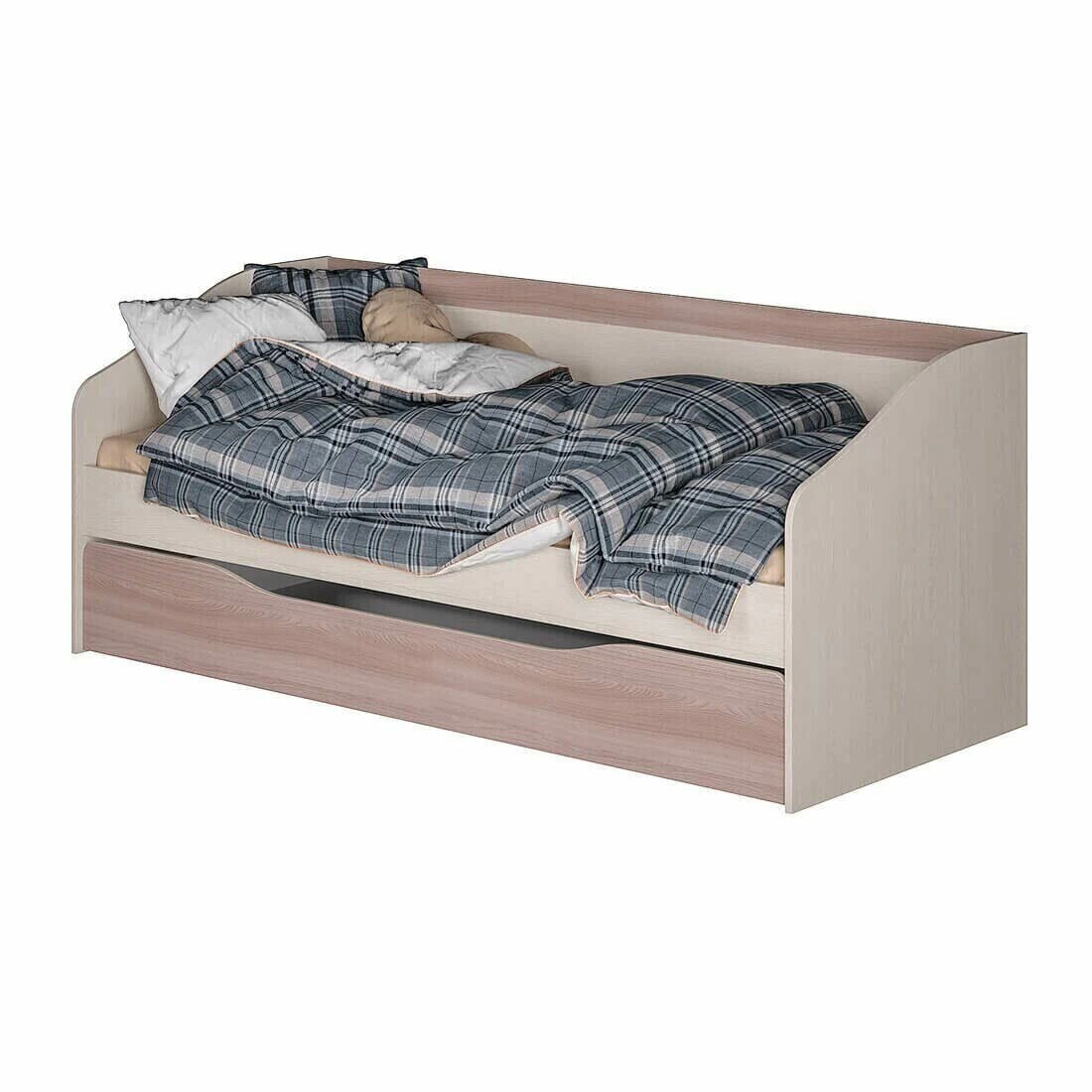 Кровать детская с ящиком «Паскаль» 80х190, дуб атланта/ясень шимо (1932х850х790)