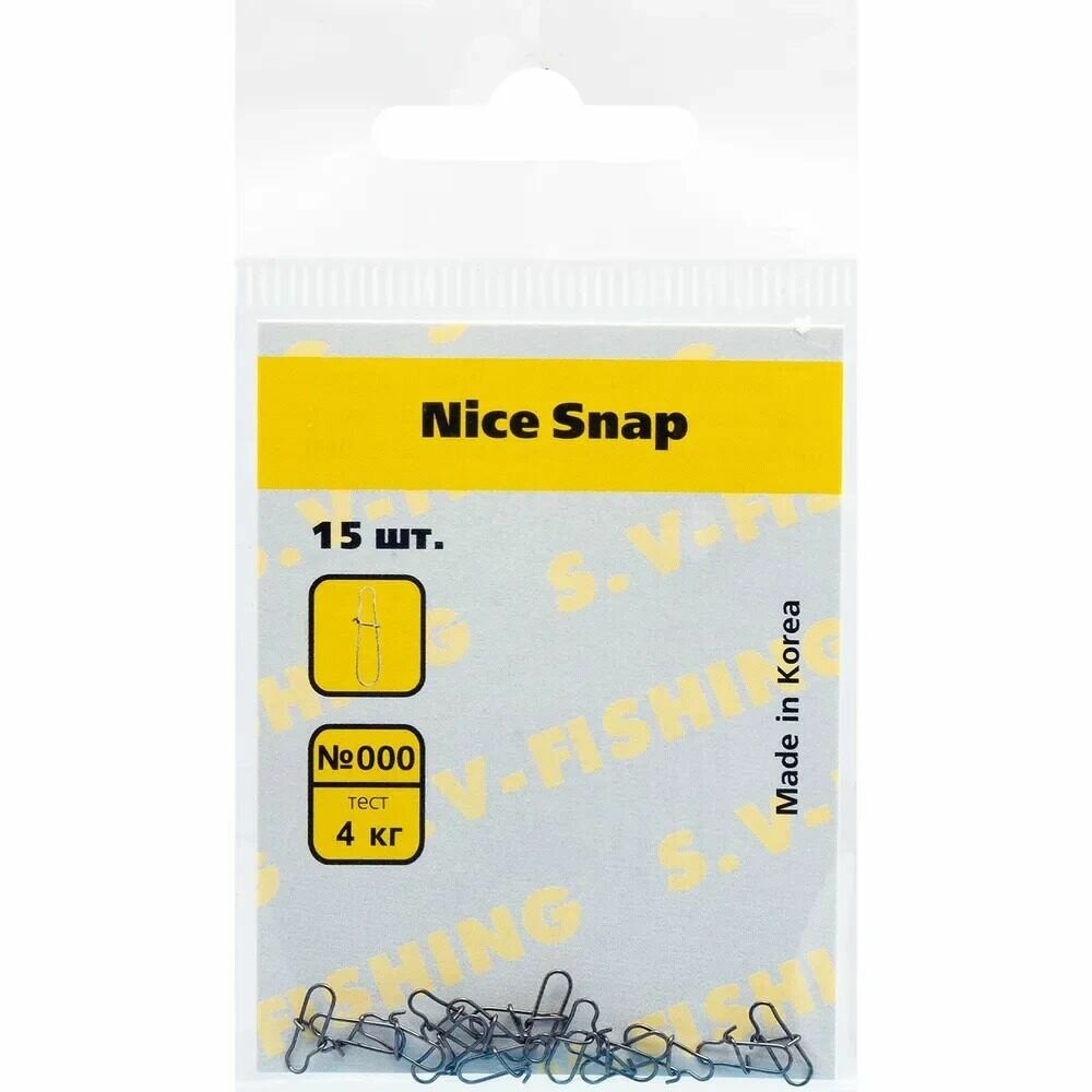 Застежка S. V-FISHING Nice Snap 000 4 кг, 15 шт.
