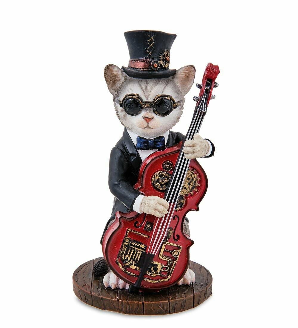 Фигурка в стиле Стимпанк 'Мистер Кот с контрабасом'