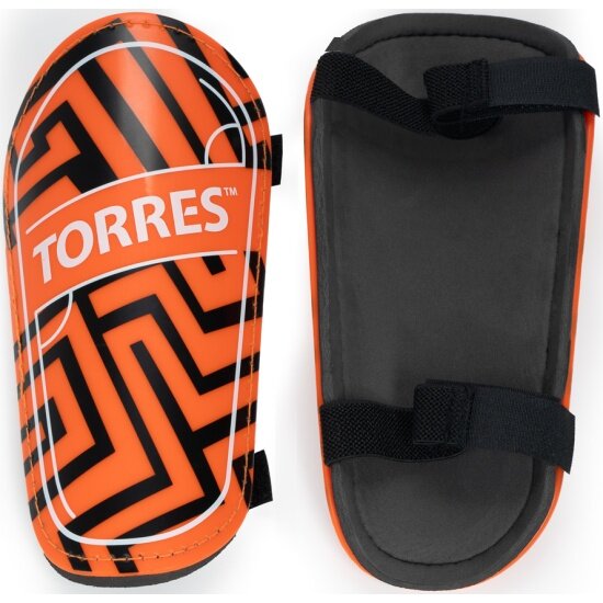 Щитки футбольные Torres Club, FS2307M, р. M, без голеностопа, две застежки на липучке, оранжево-черный