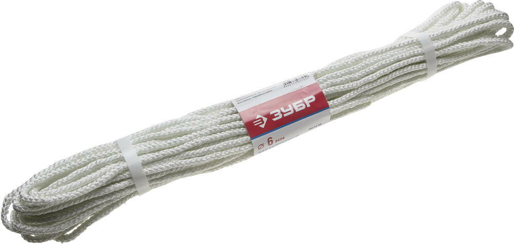 Фал капроновый ЗУБР диаметр 6 мм, длина 20 м, эластичный