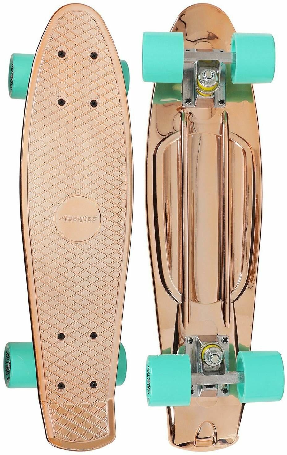 Пенни борд, детский скейт для начинающих, мини-круизер для девочек и мальчиков, доска для скейтборда, цвет бронзовый, размер 56х15 см