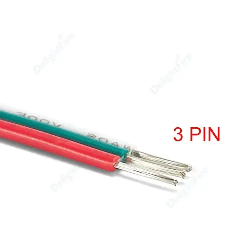 DelightFire 2/3/4/5/6 pin extension cable wire 20AWG, 3pin, 20m