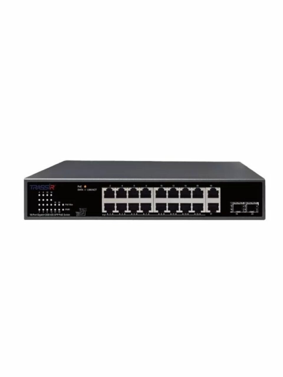 Коммутатор TRASSIR TR-NS14202S-185-16POE, неуправляемый, PoE, 16 портов