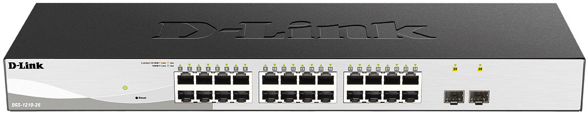 Коммутатор D-Link DGS-1210-26/F3A [управляемый, монтируемые в стойку, настольный, 1000 Мбит/сек, 100