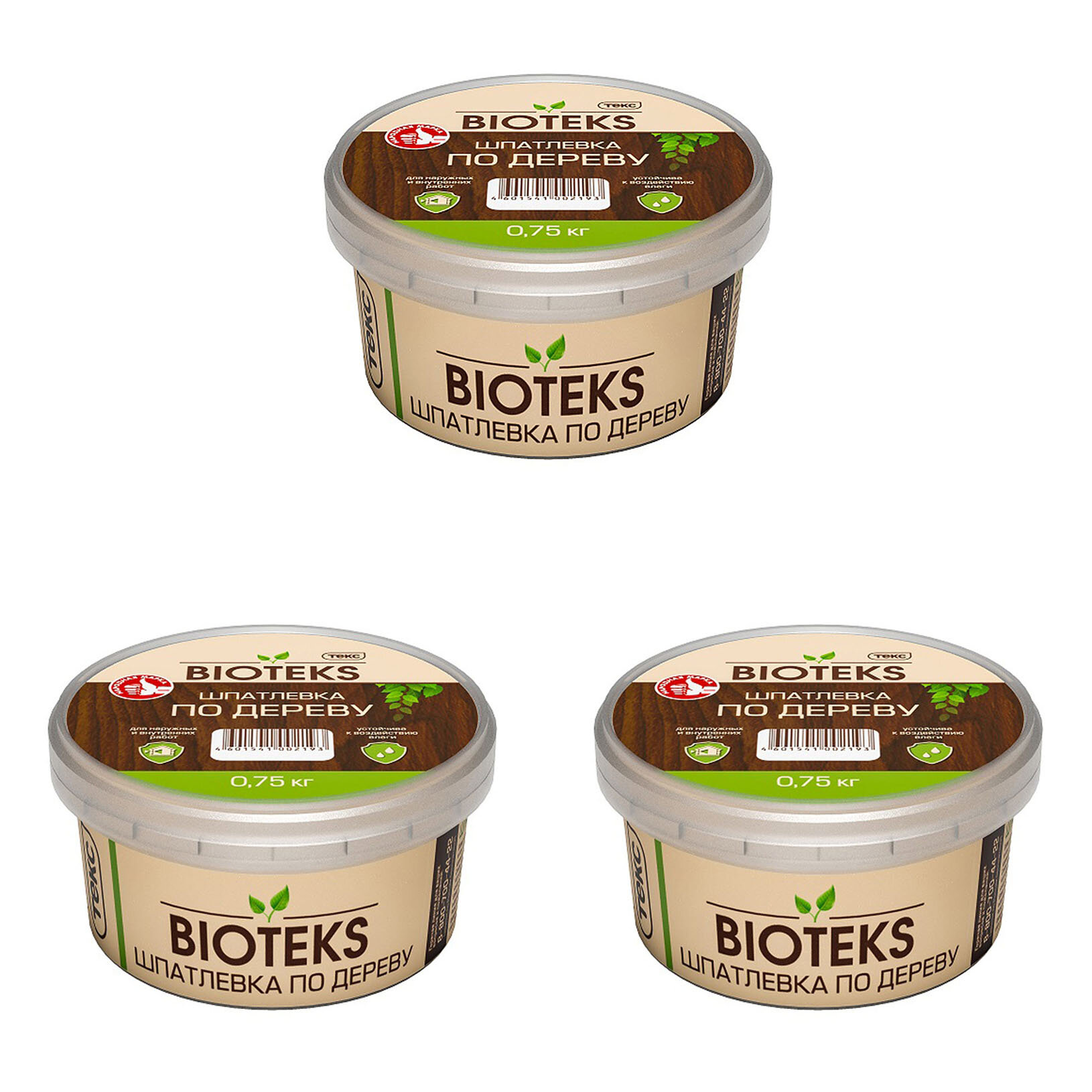 Шпатлевка по дереву Биотекс Профи сосна 0,75 кг (3 шт.)