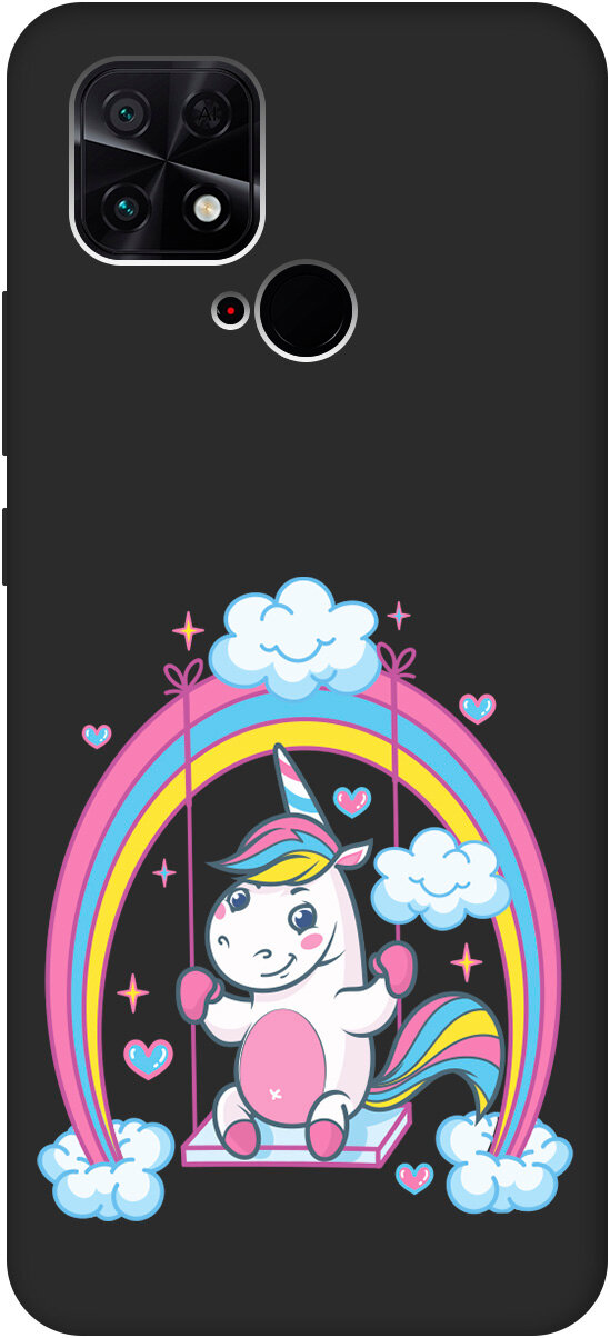 Матовый чехол Unicorn для Xiaomi Poco C40 / Сяоми Поко С40 с 3D эффектом черный