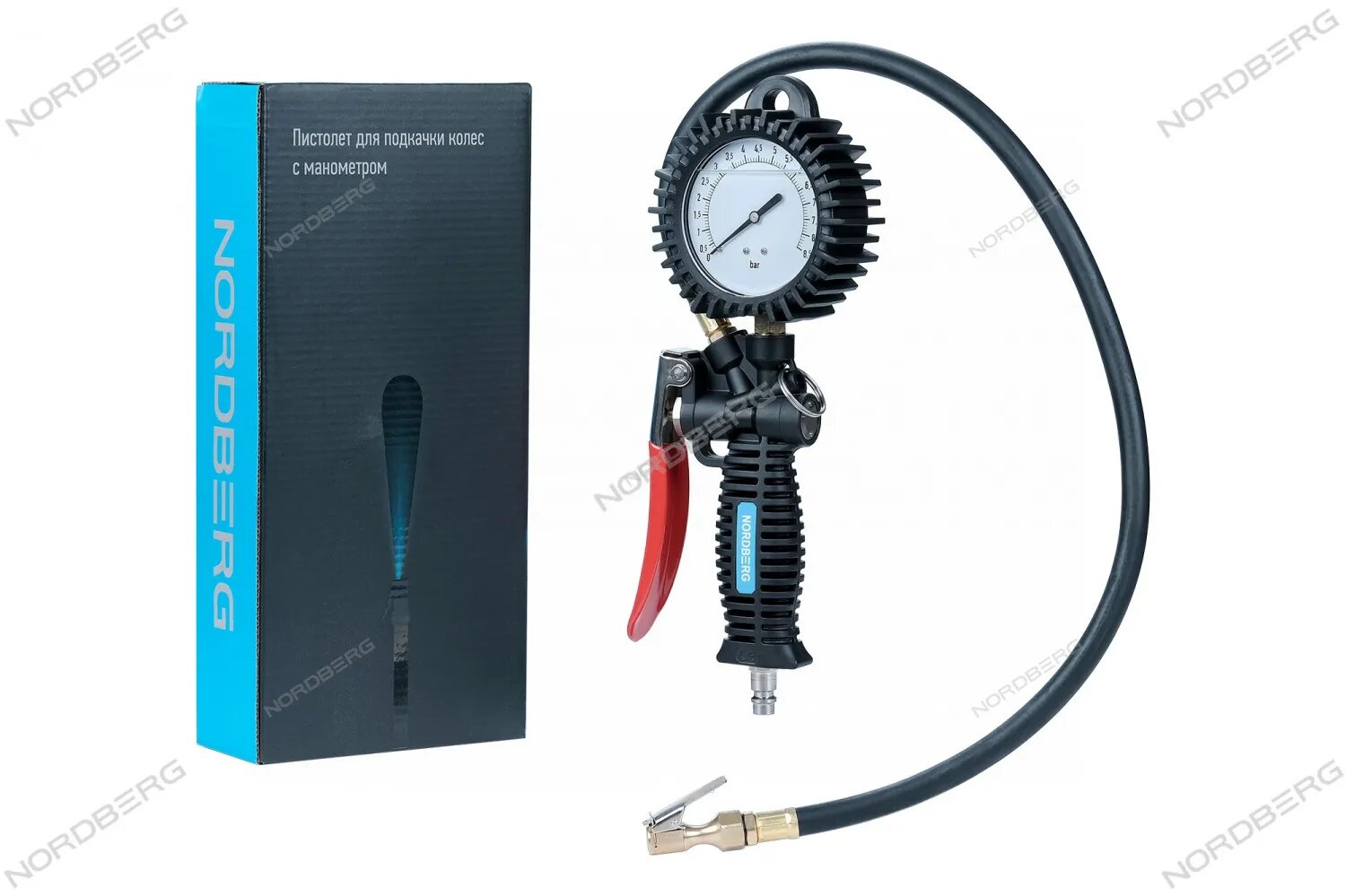 Ti62 Пистолет для подкачки колес с жидкостным манометром 80 мм NORDBERG Ti62