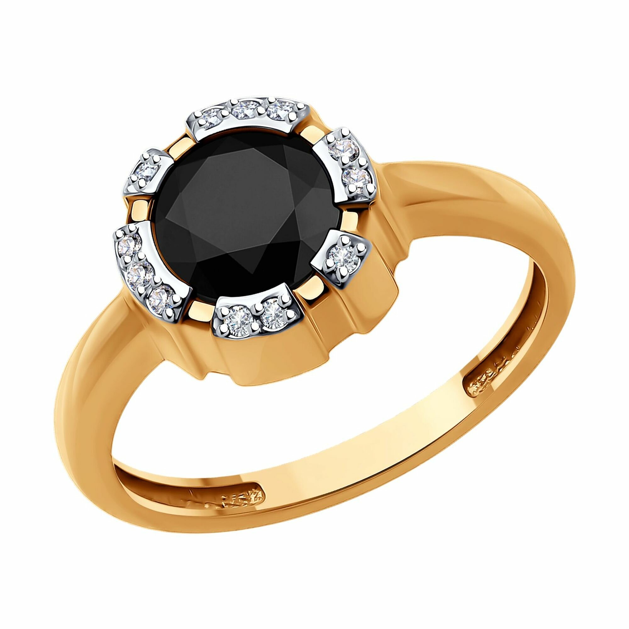 Кольцо, красное золото, 585 проба, фианит, шпинель