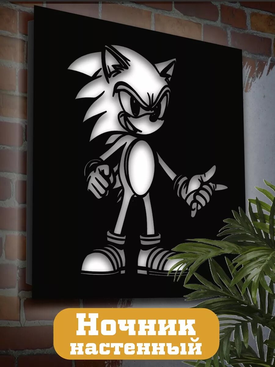 Настенный светильник панно Игры Sonic (Соник, Наклз, Эми, Stone girl, PS , Xbox, PC, Switch) - 2519