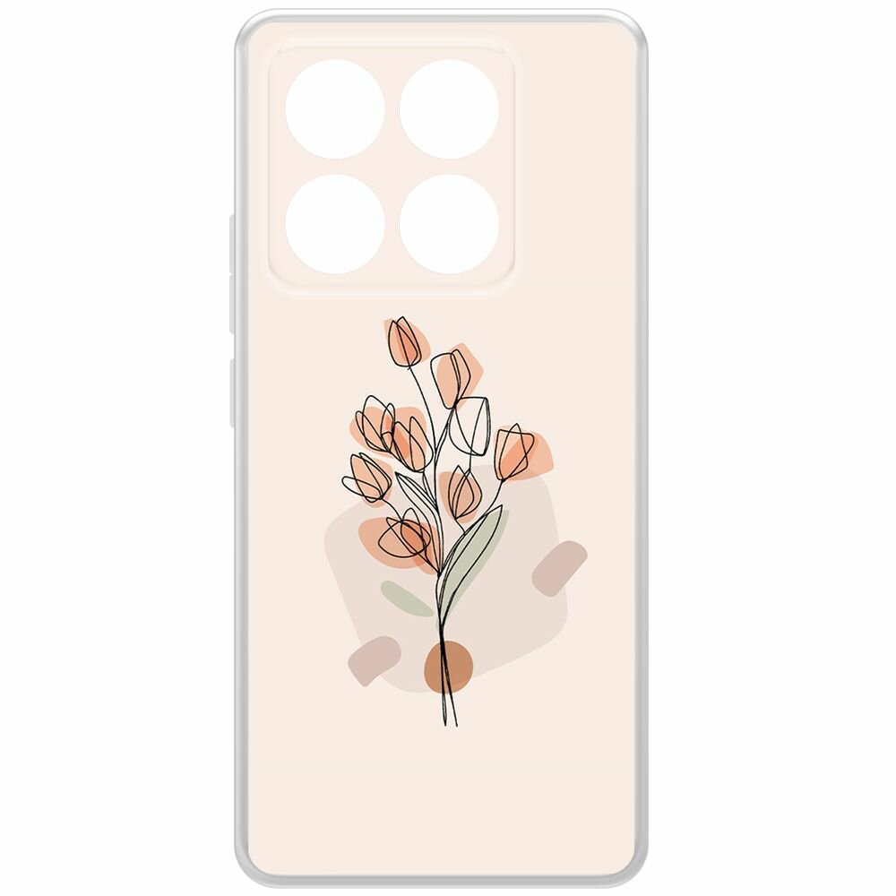 Чехол-накладка Krutoff Clear Case Букет тюльпанов для Xiaomi 14T Pro