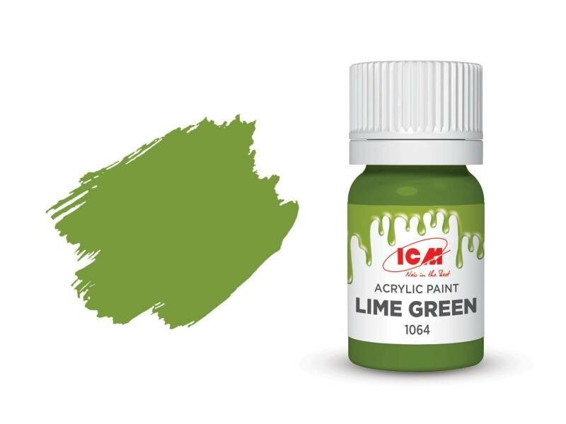 Акриловая краска ICM, цвет Лаймовый (Lime Green), 12 мл