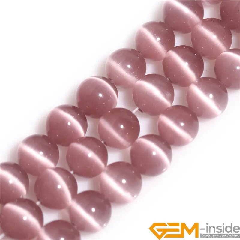 GEM-inside кошачий глаз бусины стеклянные 4/6/8/10/12 мм Розовый, 10mm (approx 36pcs), Light Purple