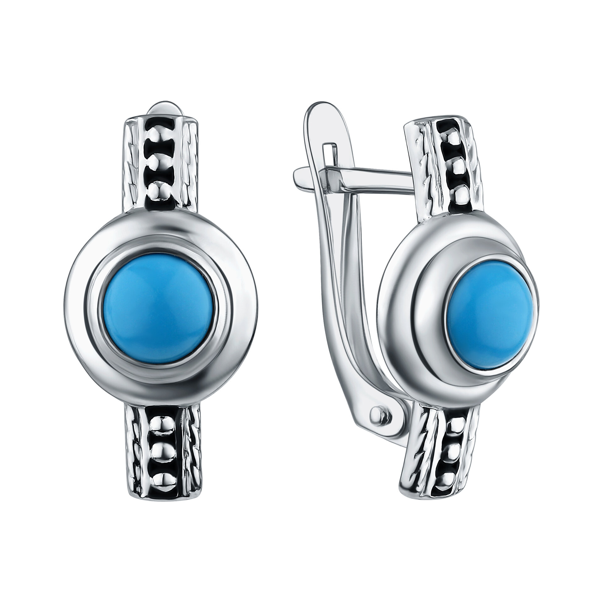 Серьги, серебро, 925 проба, родирование, бирюза