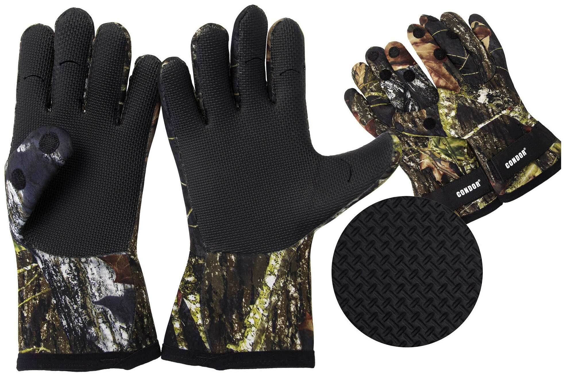 Перчатки CONDOR, неопреновые КМФ с откидными пальцами р-р: L - XXL