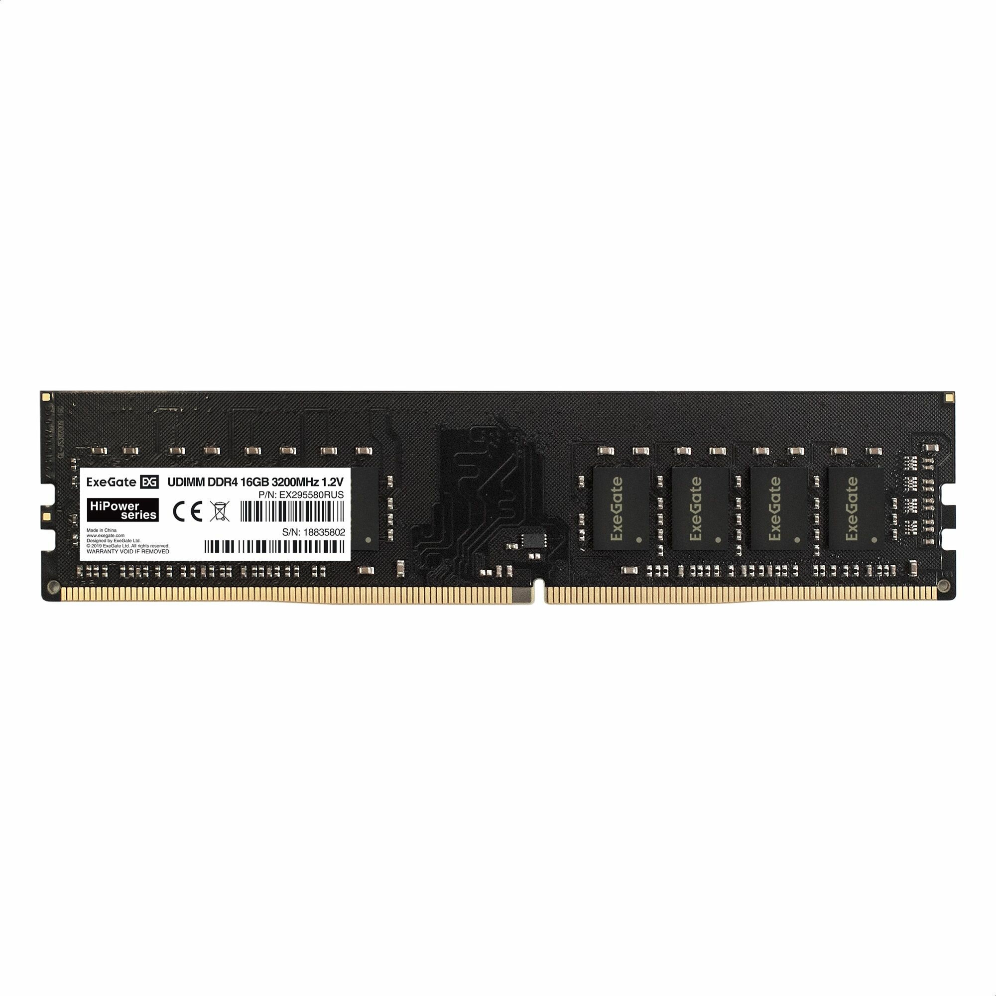 Модуль памяти ExeGate HiPower DIMM DDR4 16GB 3200MHz EX295580RUS