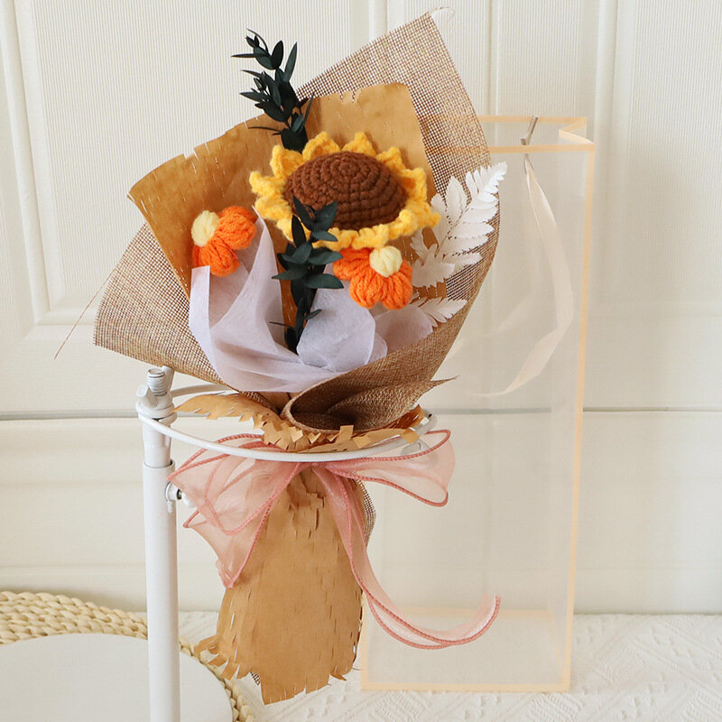 Шерстяной букет "Подсолнухи", ручная работа, желтый, для девочек