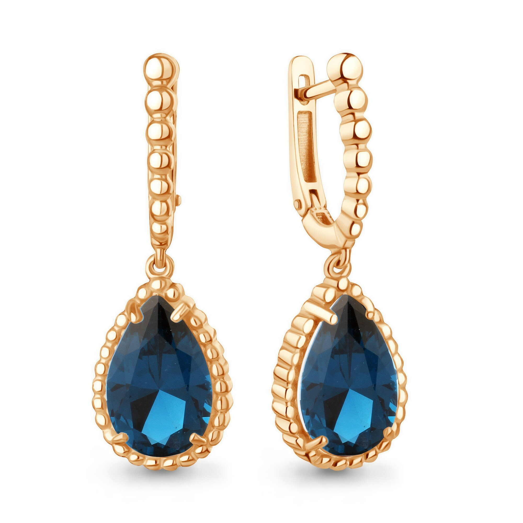 Серьги, серебро, 925 проба, золочение, Лондон топаз