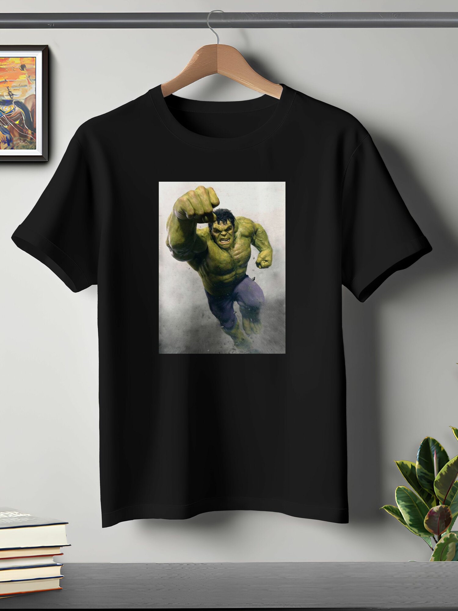 Футболка ONEQ унисекс 52-54 (XXL) размер с принтом Халк, черная