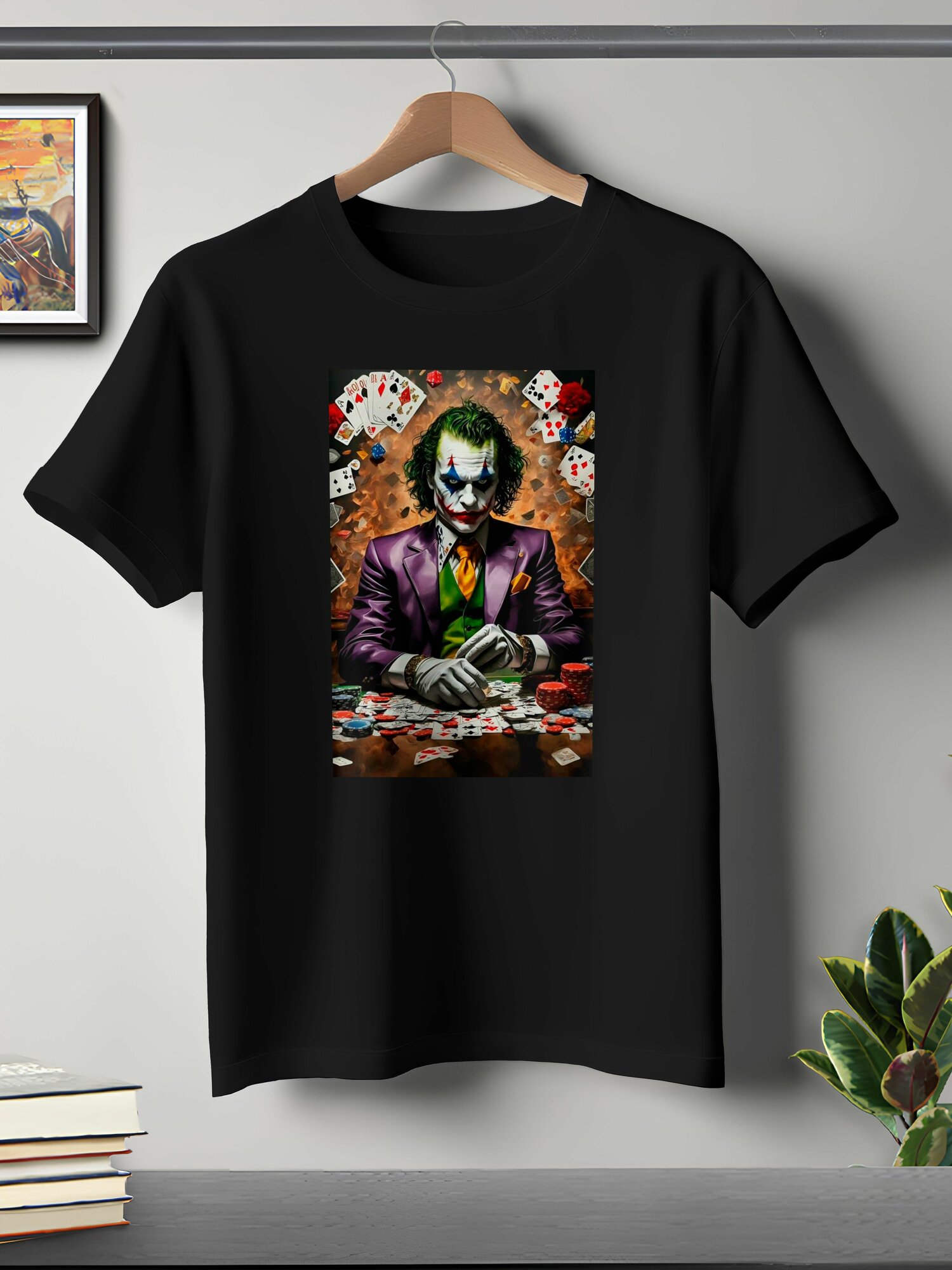 Футболка ONEQ унисекс 52-54 (XXL) размер с принтом Джокер, черная