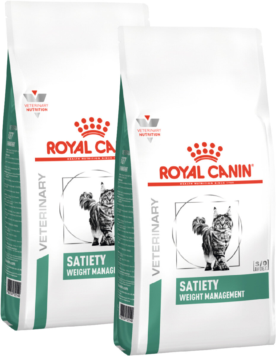 Корм сухой Royal Canin Satiety Weight Management для взрослых кошек контроль веса, 1,5 кг х 2 шт