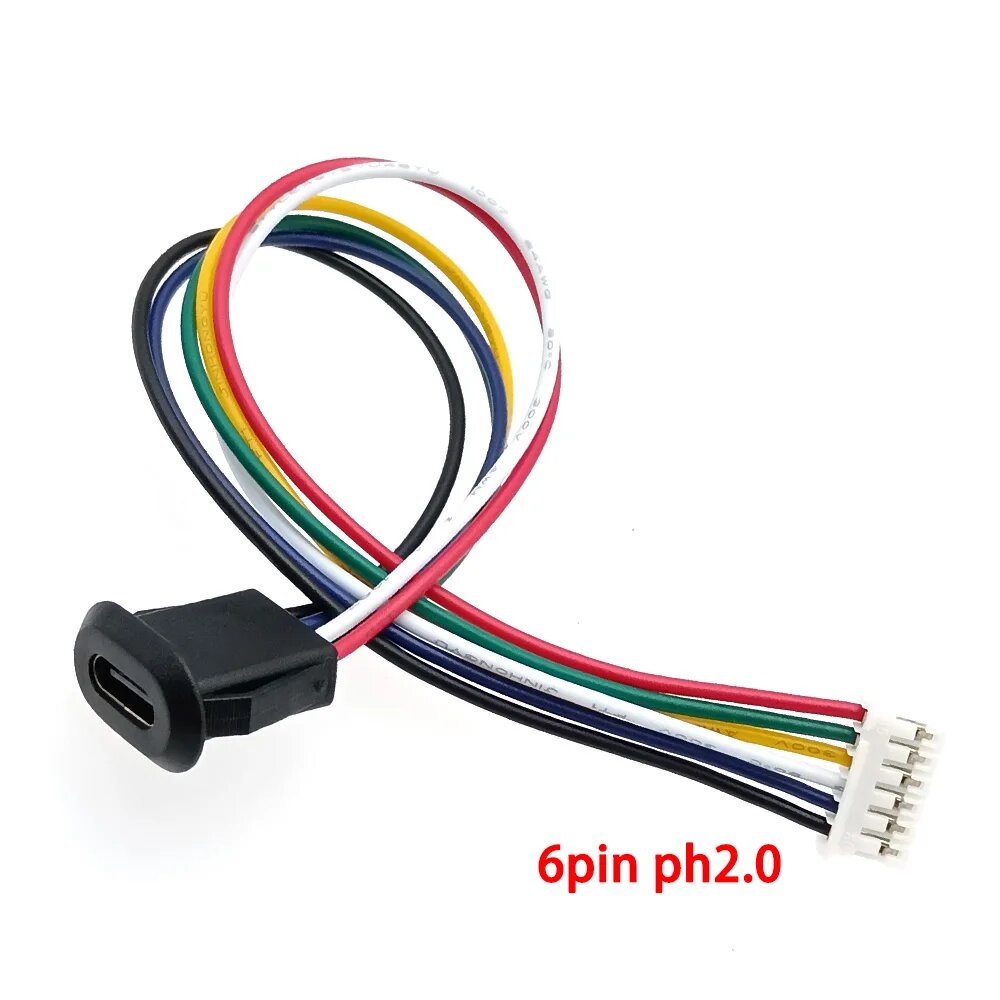 Разъемы USB Type-C HBXINTAO 2 PCS, 6pin to PH2.0 black