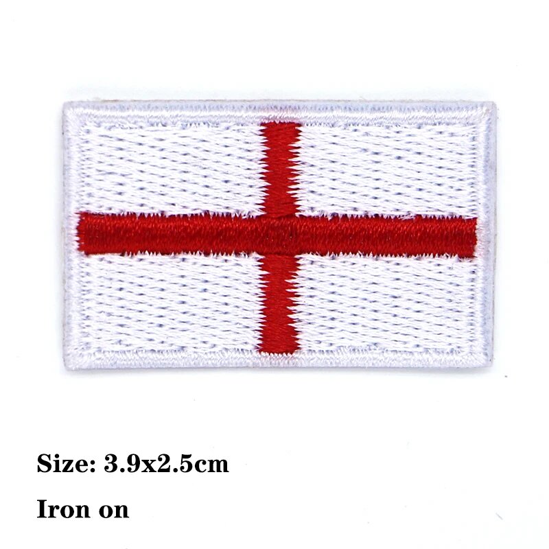 Нашивка флаг Англии, 3.9x2.5см, Iron on, Белый, QV2084