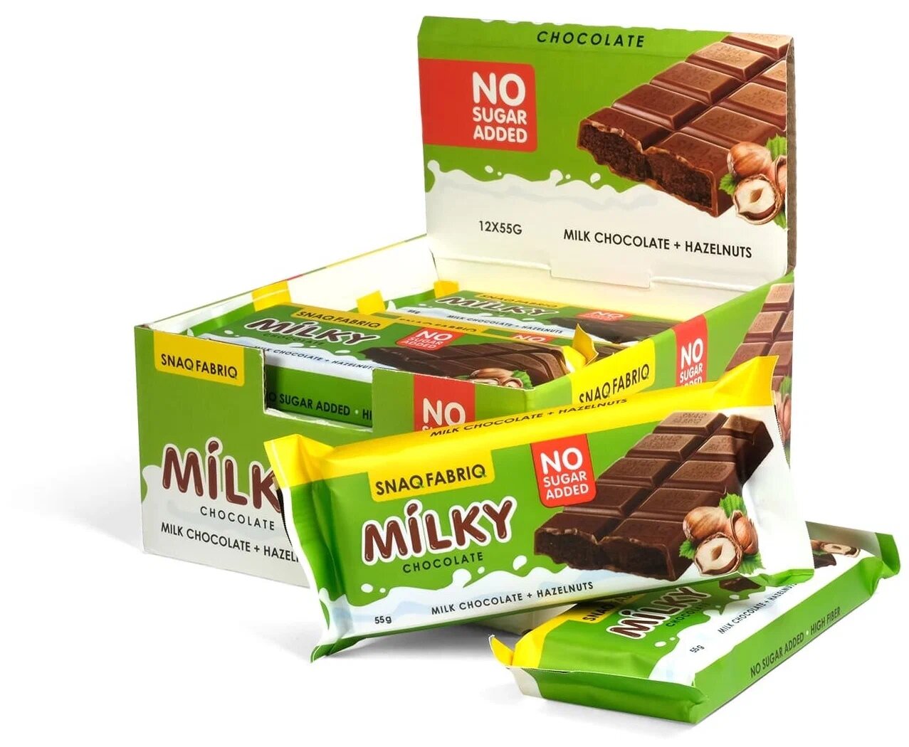 Шоколадные батончики SNAQ FABRIQ Milky, Шоколадно-ореховая паста, 30 шт по 55 г